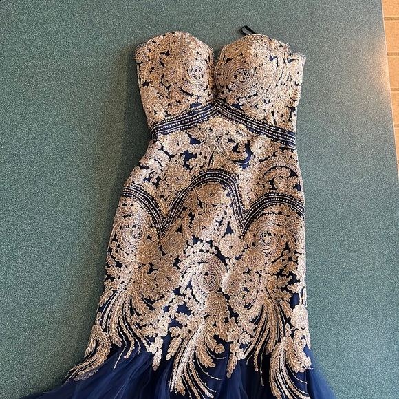 Dresses | Blue And Gold Prom Dress | Poshmark
